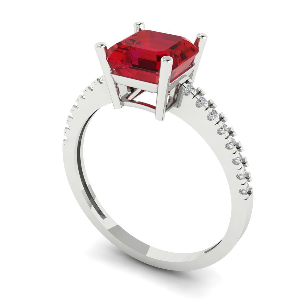 2.63ct Emerald Cut Green Crystal 18k Rose White Gold Engraving Statement Bridal Wedding Halo ...