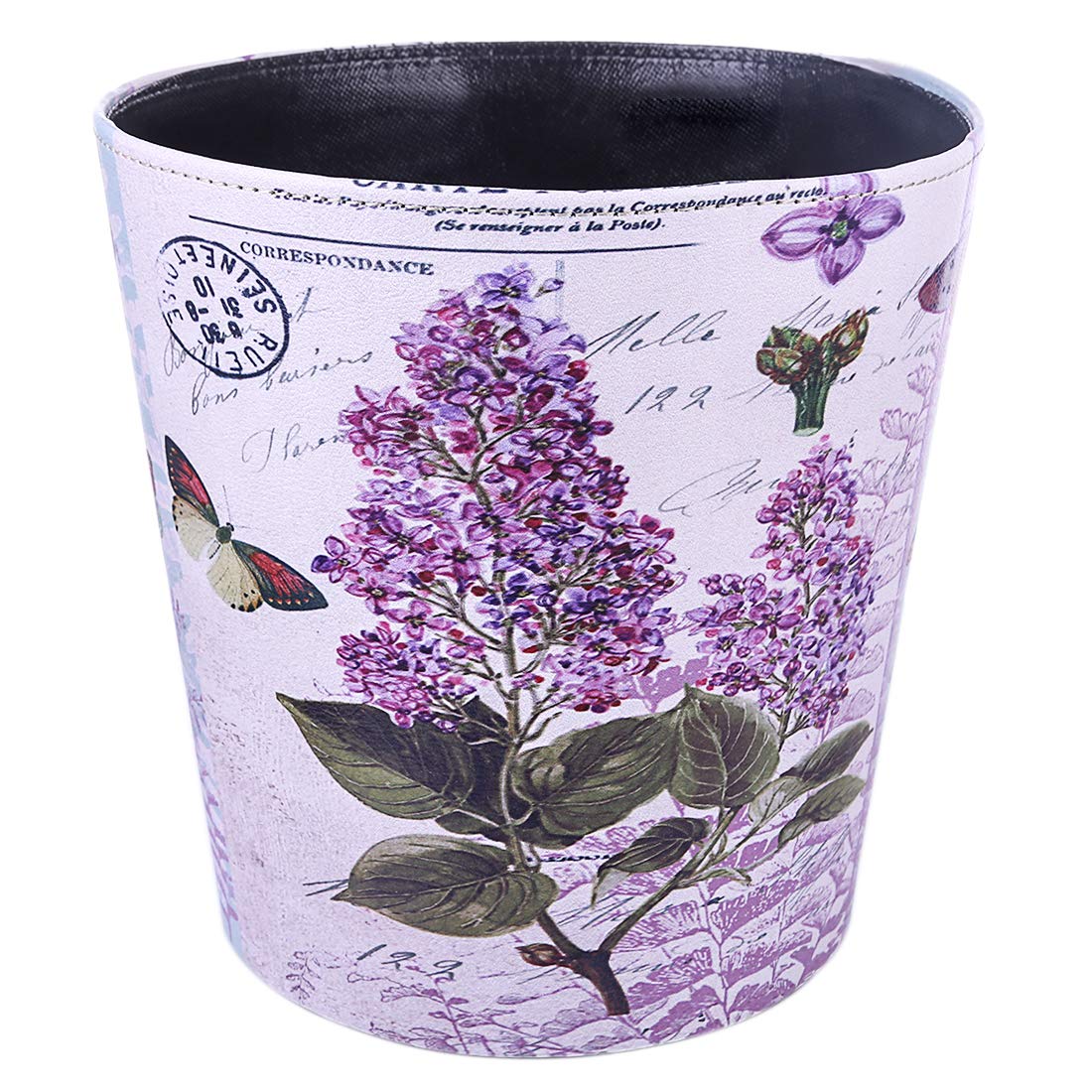 2.64 Gallon/10L Trash Can with Waterproof PU Leather Flowers Pattern ...