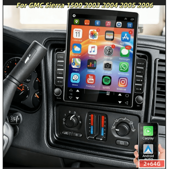 2+64G 9.7in Double Din Car Stereo Radio for GMC Sierra 1500 2003 2004 ...