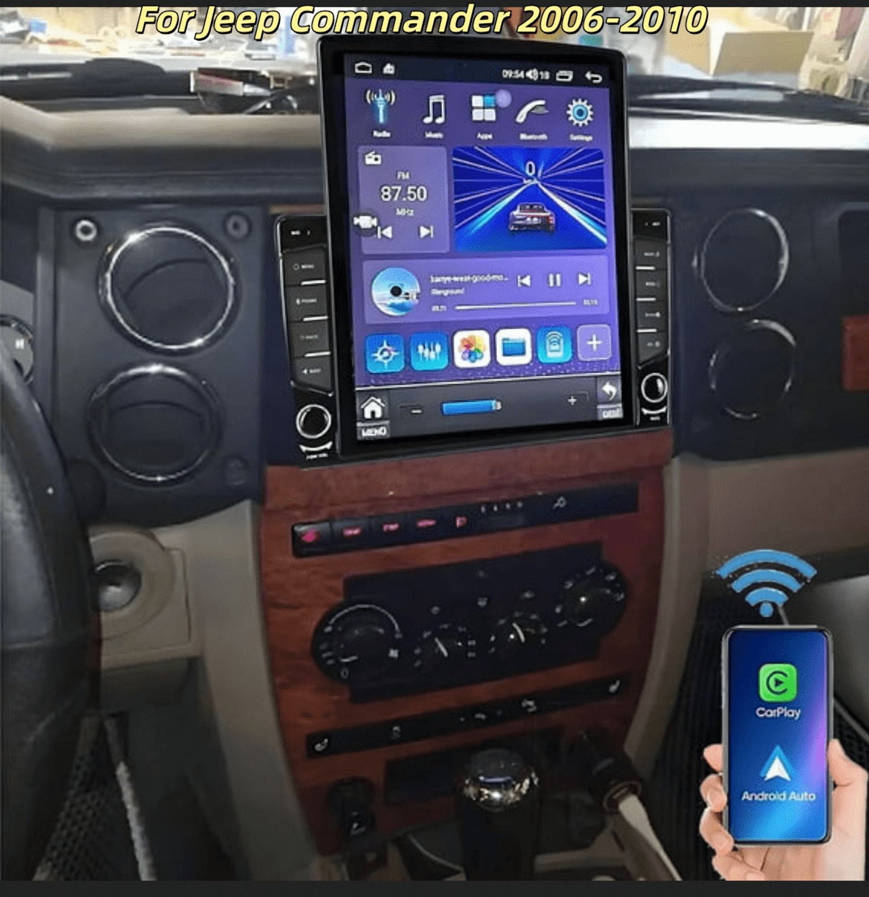 2+64G 9.7in Double Din Car Stereo Radio for Jeep Commander 2006-2010 ...