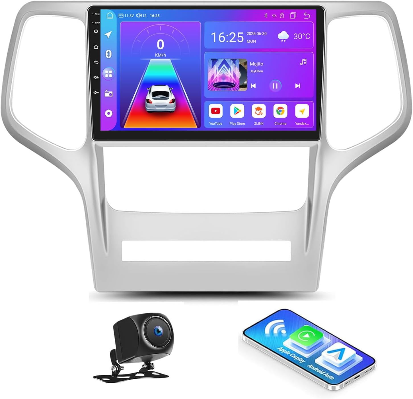 2+64G 9" IPS Touch Screen Android 14 Car Stereo for Jeep Grand Cherokee ...