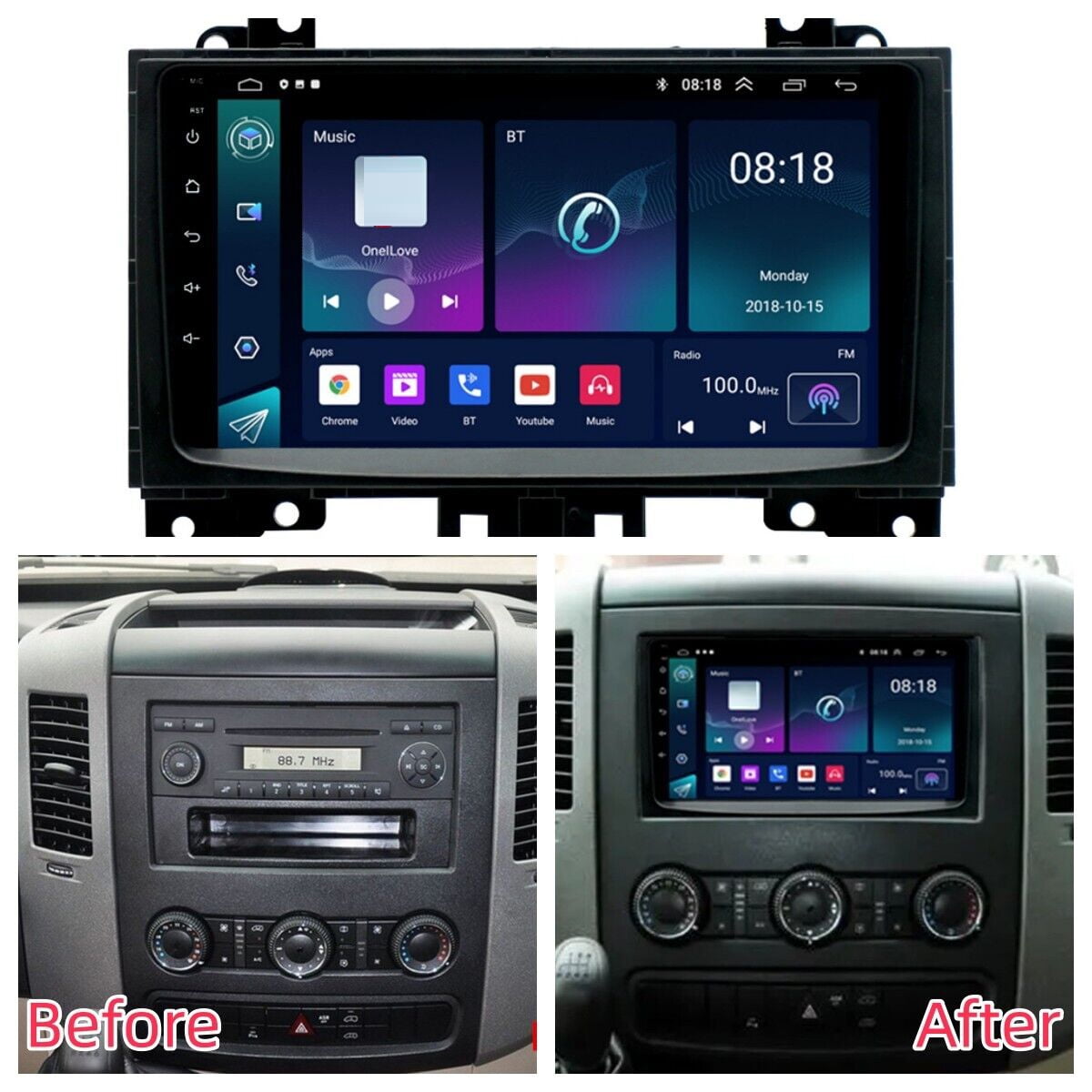 2+64G Android 13 Car Stereo for Mercedes-Benz Sprinter 2006-2017 with ...