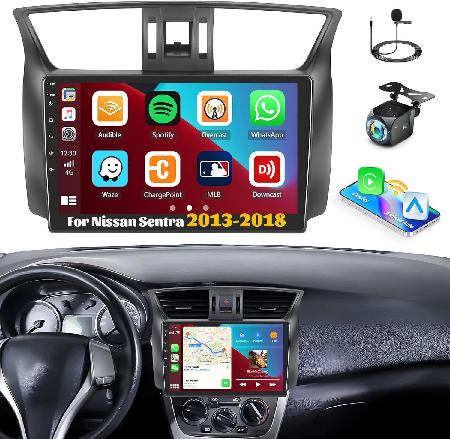 [2+64G] Android 13 Car Stereo for Nissan Sentra 2013-2018 with Wireless ...