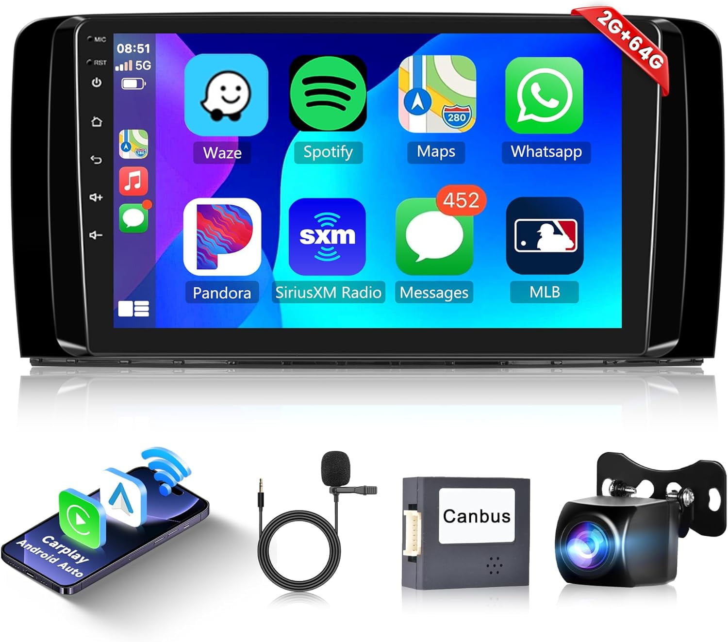 2+64G Android Car Radio Stereo for Mercedes-Benz R-Class W251/R320/R300 ...