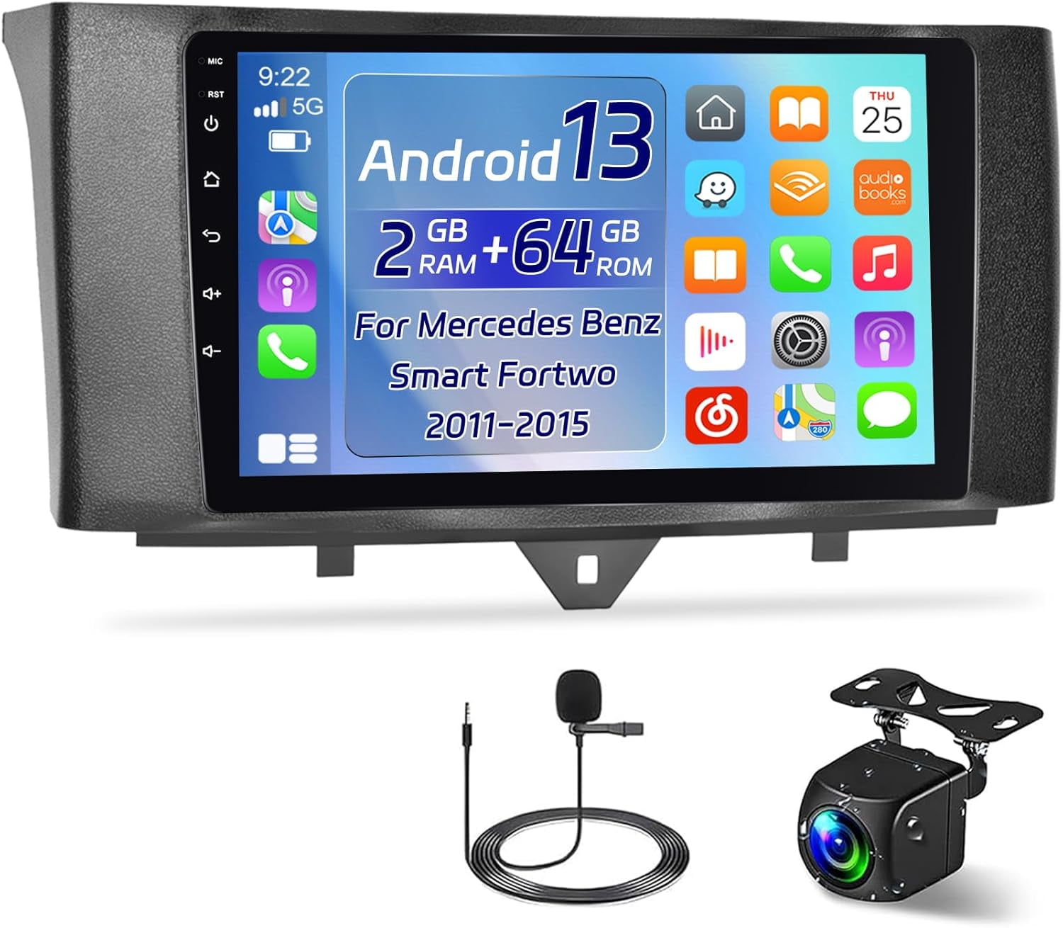 [2+64G] Car Radio for Mercedes Benz Smart Fortwo 2011-2015 - Wireless ...