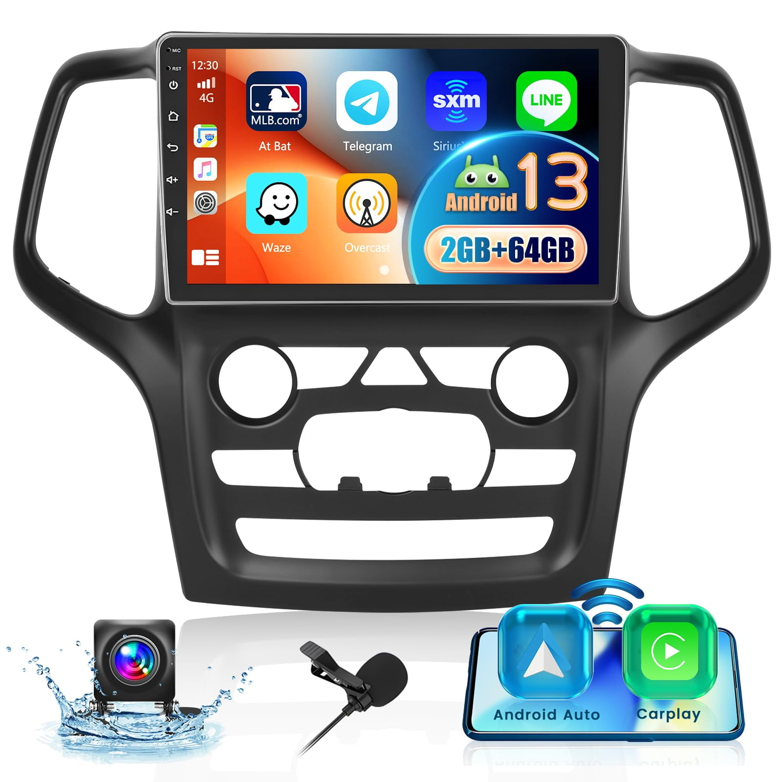 2+64G Inefala for Jeep Grand Cherokee 2014-2017 Android Car Radio Stereo with Wireless Carplay ...