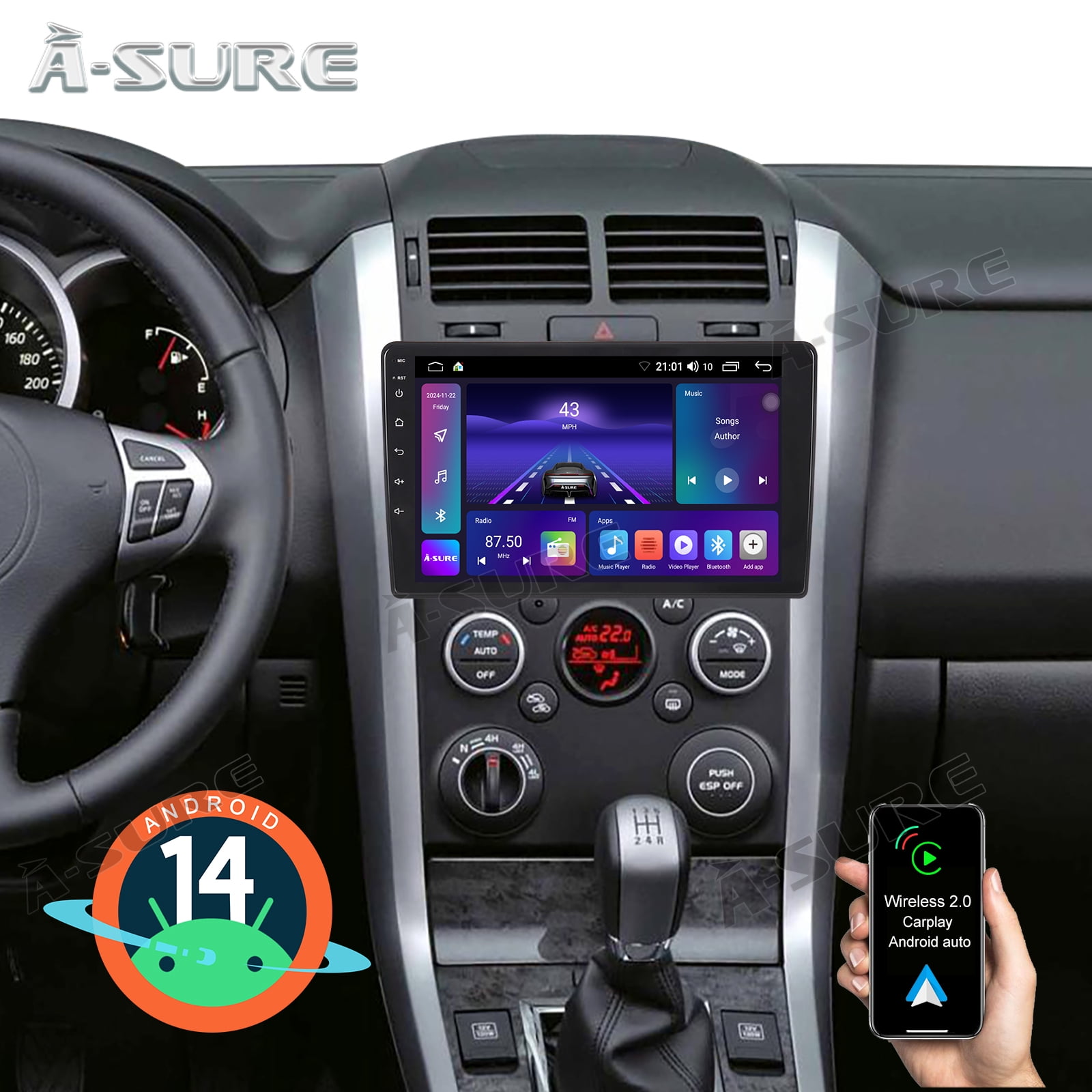2+64GB Android 14 Car Radio Stereo for Suzuki Escudo Grand Vitara JT ...