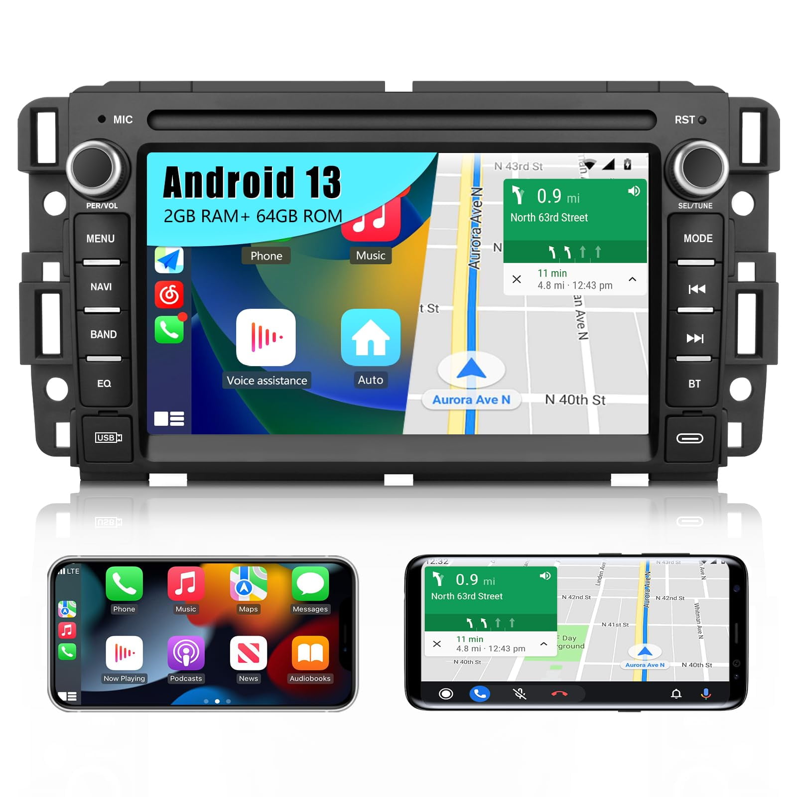 【2+64GB】 Car Stereo Radio for Chevy Silverado GMC Sierra Yukon, Android ...
