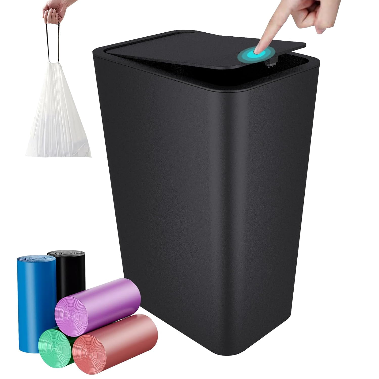 2.65Gallon/10 Liter Push-StyleTrash Can with 75 Trash Bags. Combines ...