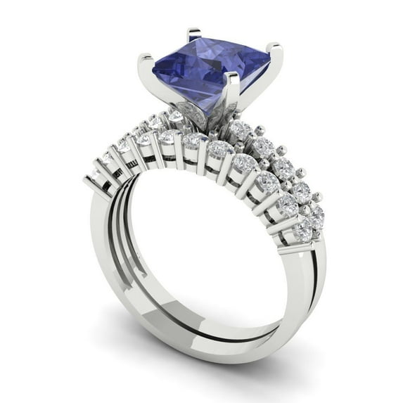 2.66 ct Brilliant Princess Cut Tanzanite 18K White Gold Solitaire with ...