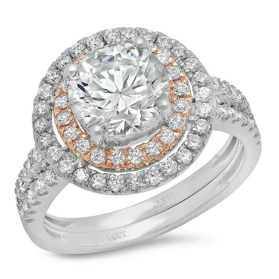 2.56 ct Round Cut Genuine Cultured Diamond SI1-SI2 I-J 14K Rose Gold ...