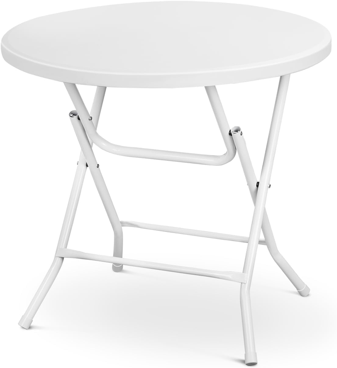 2.6Ft Round Foldable Table Portable Plastic Table for Banquet Even ...