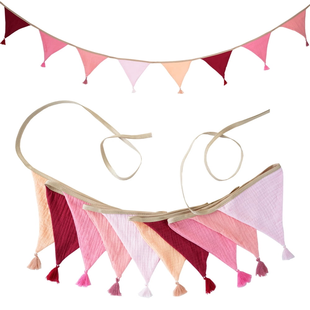 2.6M/8.5FT Nursery Candy Fabric Bunting 10 Triangle Pennant Flags With ...