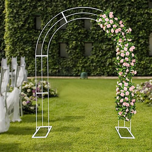 2.6M Decorative Wedding Arch Backdrop Stand w/Bases White Triple Tube ...
