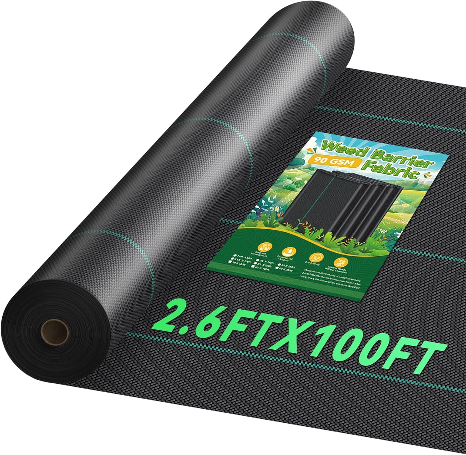 2.6ftx100ft Landscape Fabric, Weed Barrier Fabric 3.2oz, Woven ...