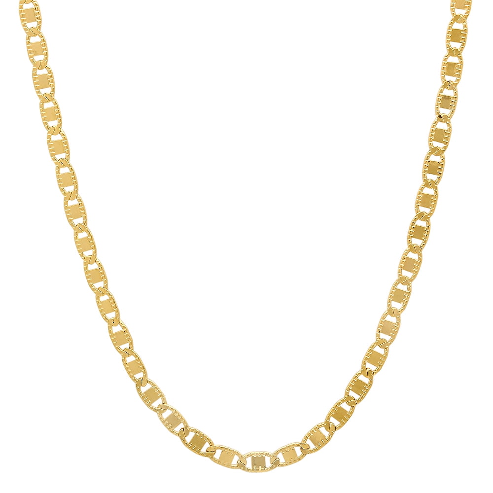 2.6mm 24k Yellow Gold Plated Flat Mariner Chain Necklace, 22 inches ...