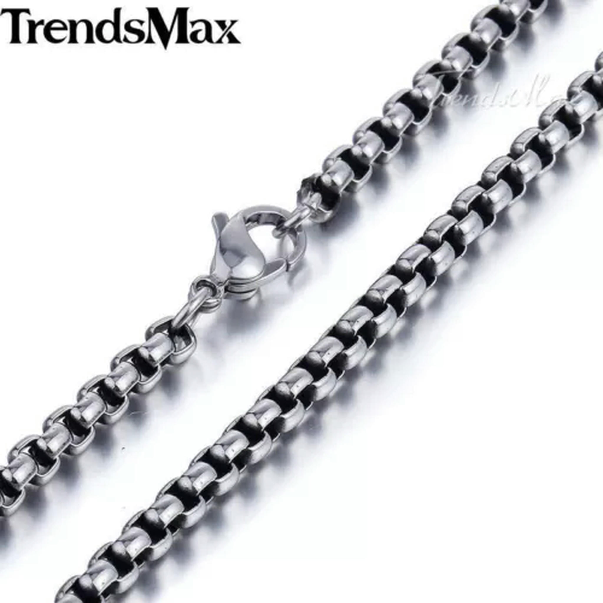 2-6mm Round Box Link Silver Stainless Steel Men Women Chain Necklace ...