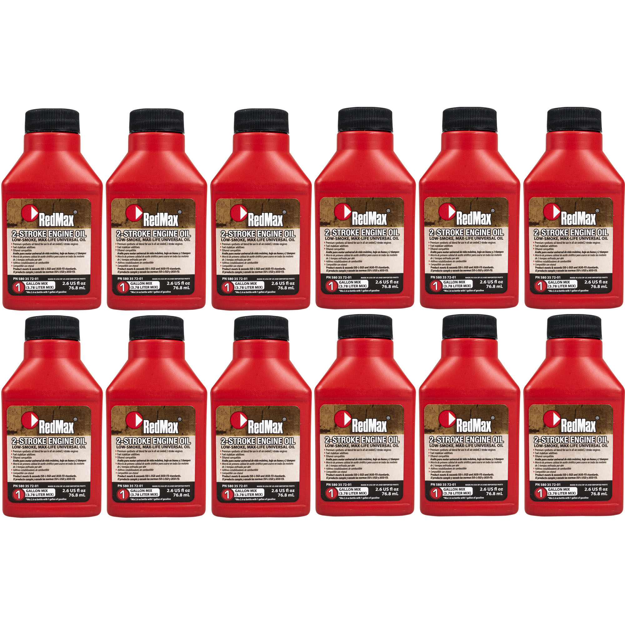 2.6oz Bottles RedMax Synthetic 2 Stroke Cycle Oil w/ Fuel Stabilizer 50 ...