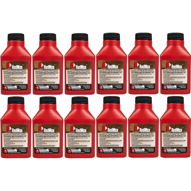 2.6oz Bottles RedMax Synthetic 2 Stroke Cycle Oil w/ Fuel Stabilizer 50 ...
