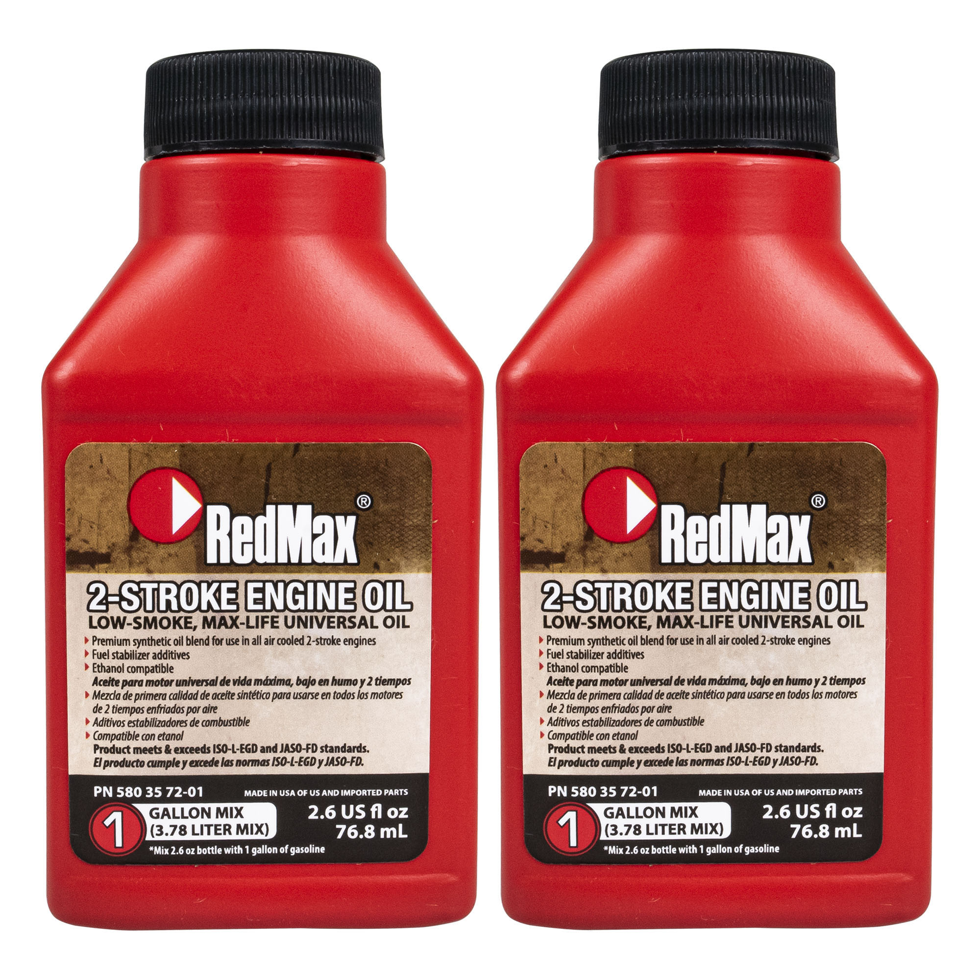 2.6oz Bottles of Red Max Synthetic 2 Stroke Oil w/ Fuel Stabilizer 50:1 ...