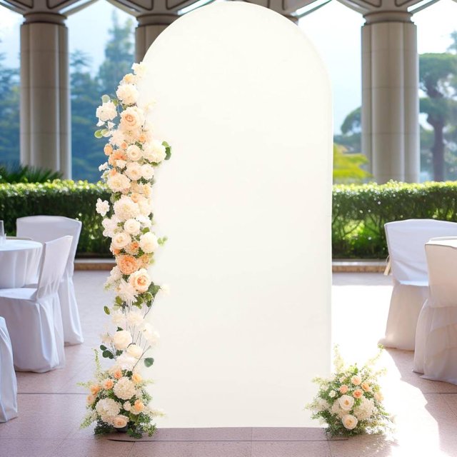 2.6x6FT Versatile Round Top Backdrop Cover in Off White Spandex for ...