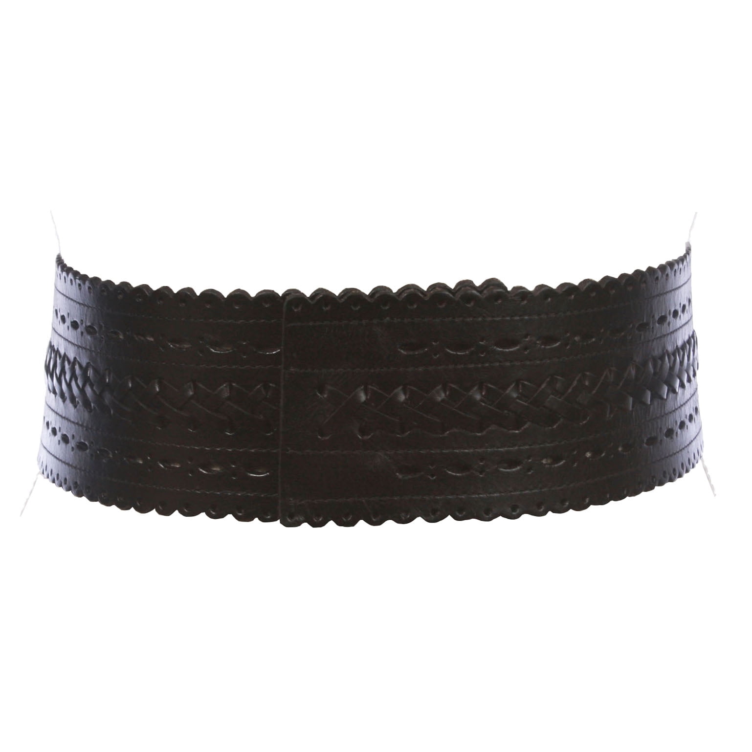 2 7/8" (72mm) Wide High Waist Perforated Braided Leather Belt - Walmart.com