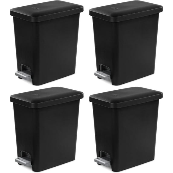 2.7 Gallon Rectangular Step On Kitchen Trash Bin Plastic Indoor ...