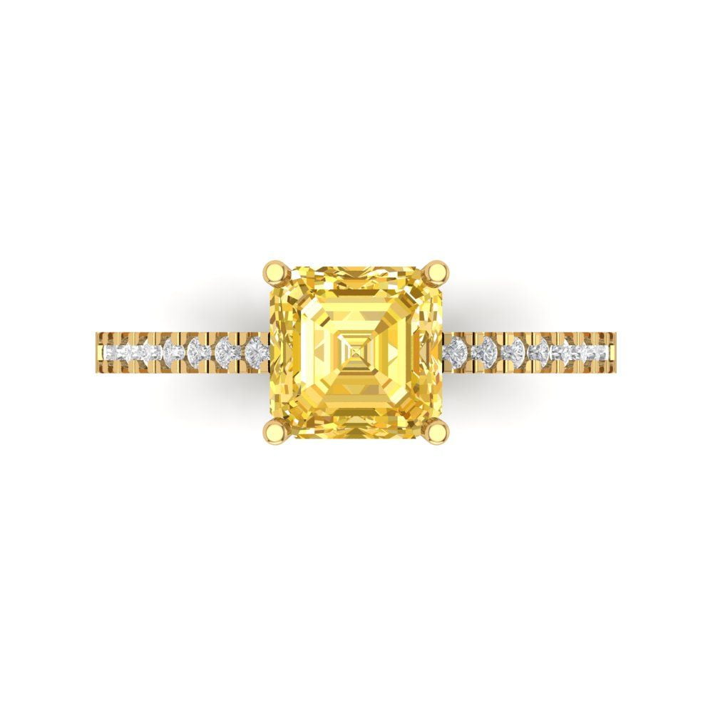 2.7 ct Cushion Cut Natural Citrine Solitaire with Simulated Diamond ...