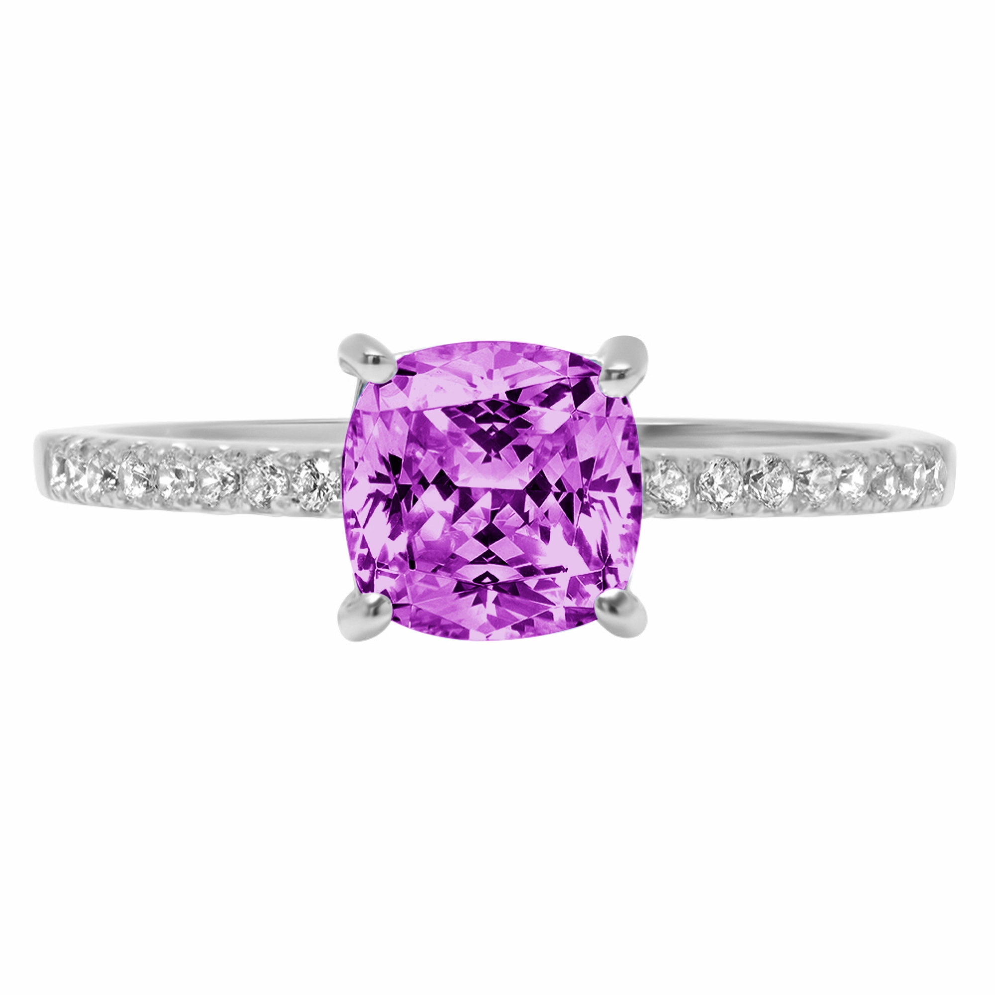 2.7 ct Cushion Cut Simulated Alexandrite Solitaire with Simulated ...