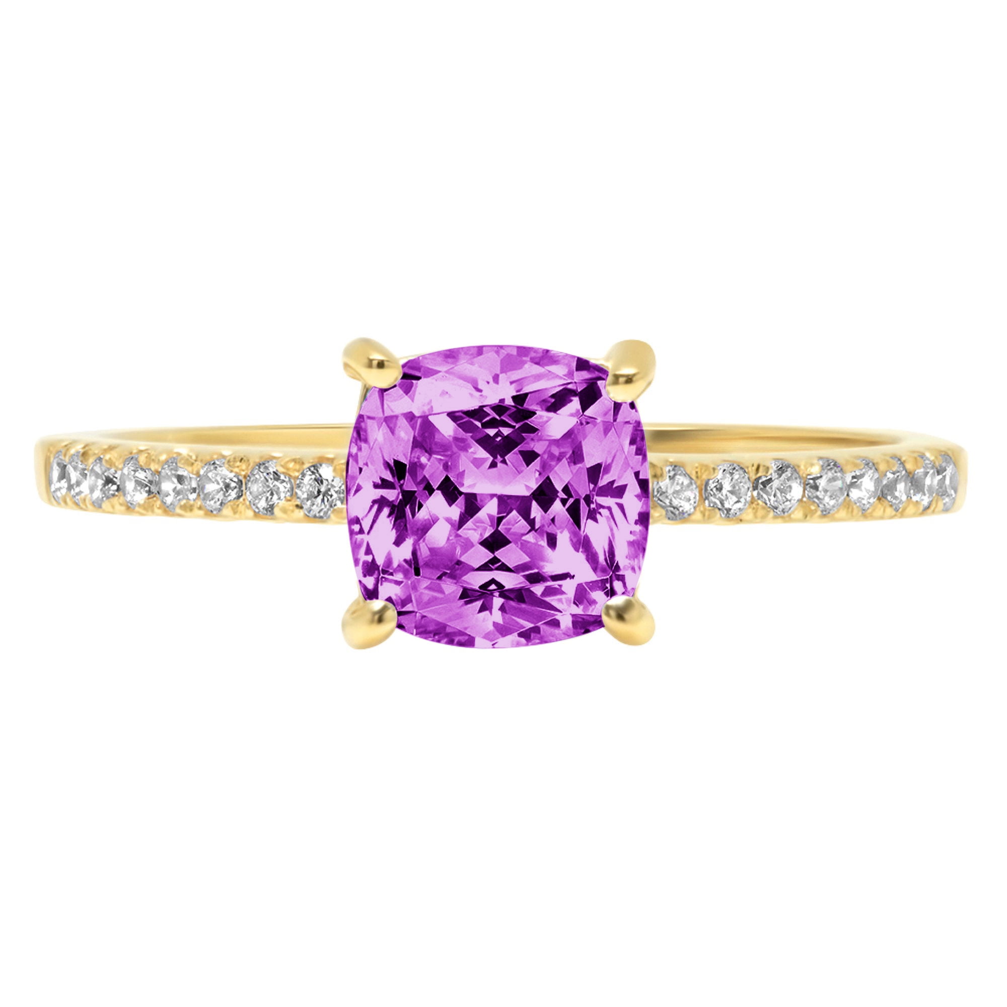 2.7 ct Cushion Cut Simulated Alexandrite Solitaire with Simulated ...