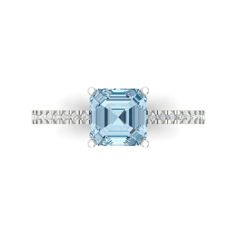 2.7 ct Cushion Cut Simulated Blue Diamond Solitaire with Simulated ...