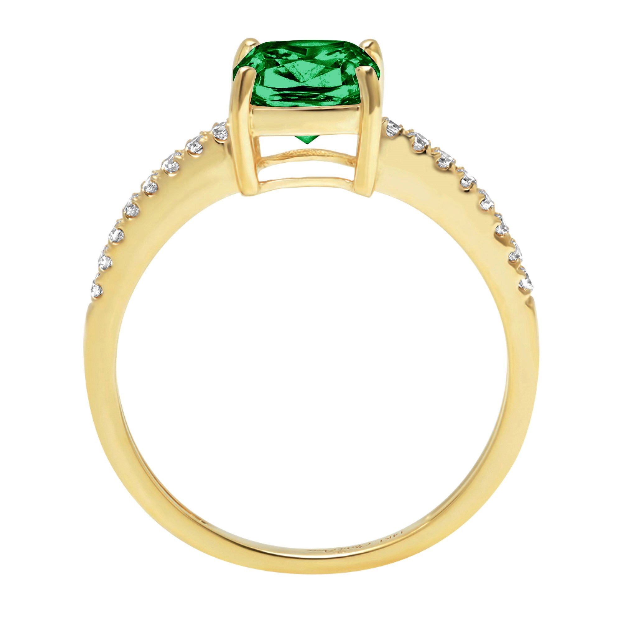 2.7 ct Cushion Cut Simulated Emerald Solitaire with Accents Engagement ...