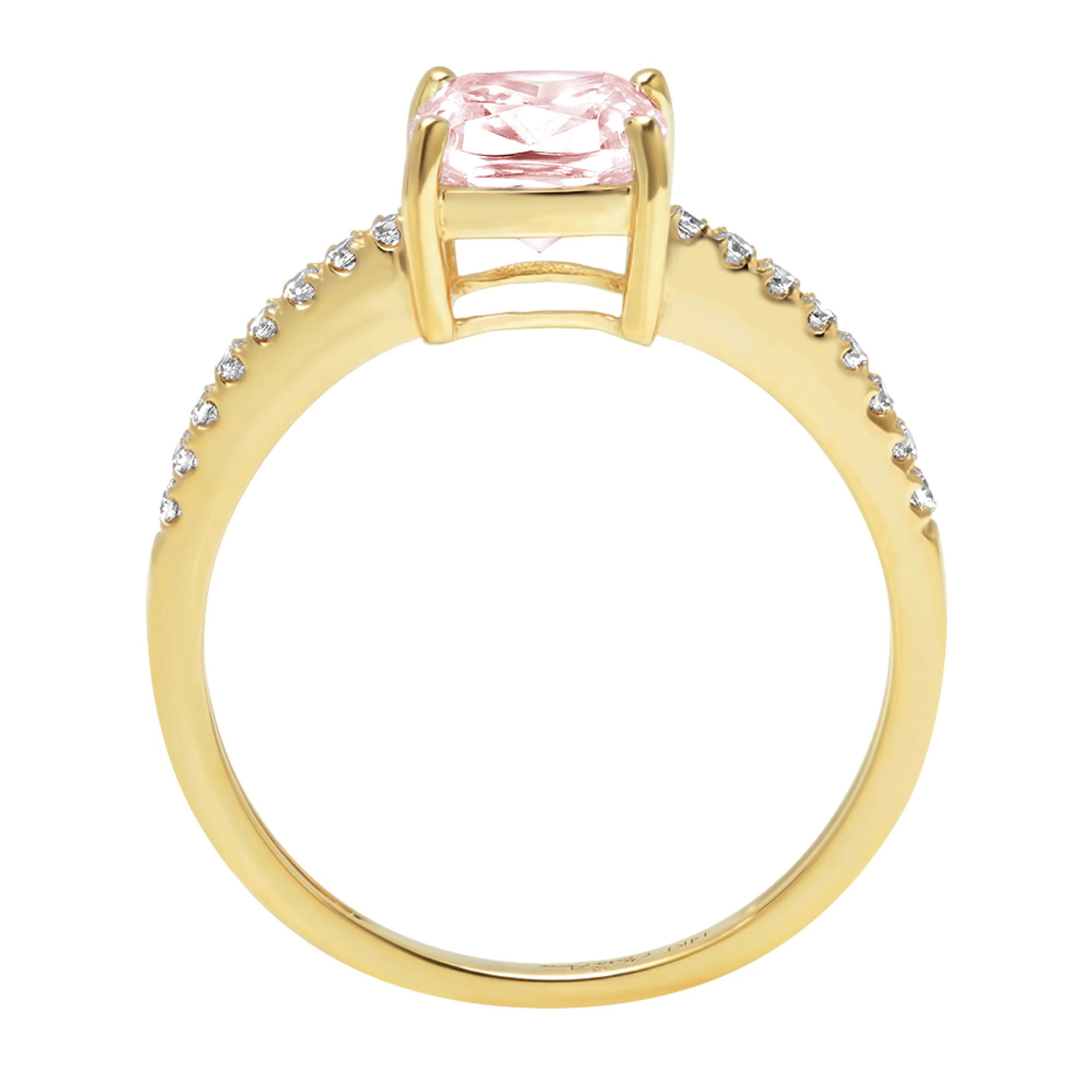 2.7 ct Cushion Cut Simulated Pink Diamond Solitaire with Accents ...