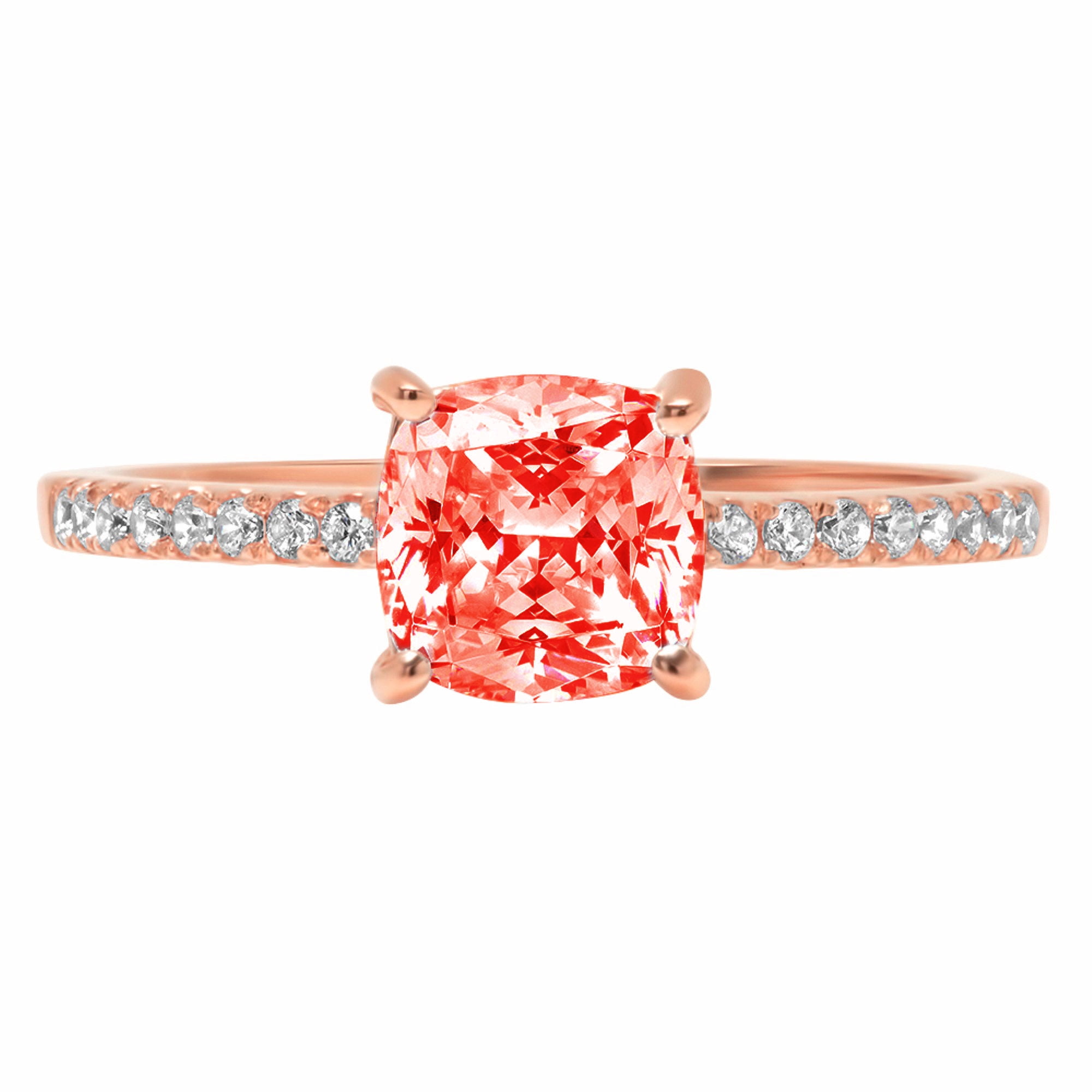 2.7 ct Cushion Cut Simulated Red Diamond Solitaire with Simulated ...