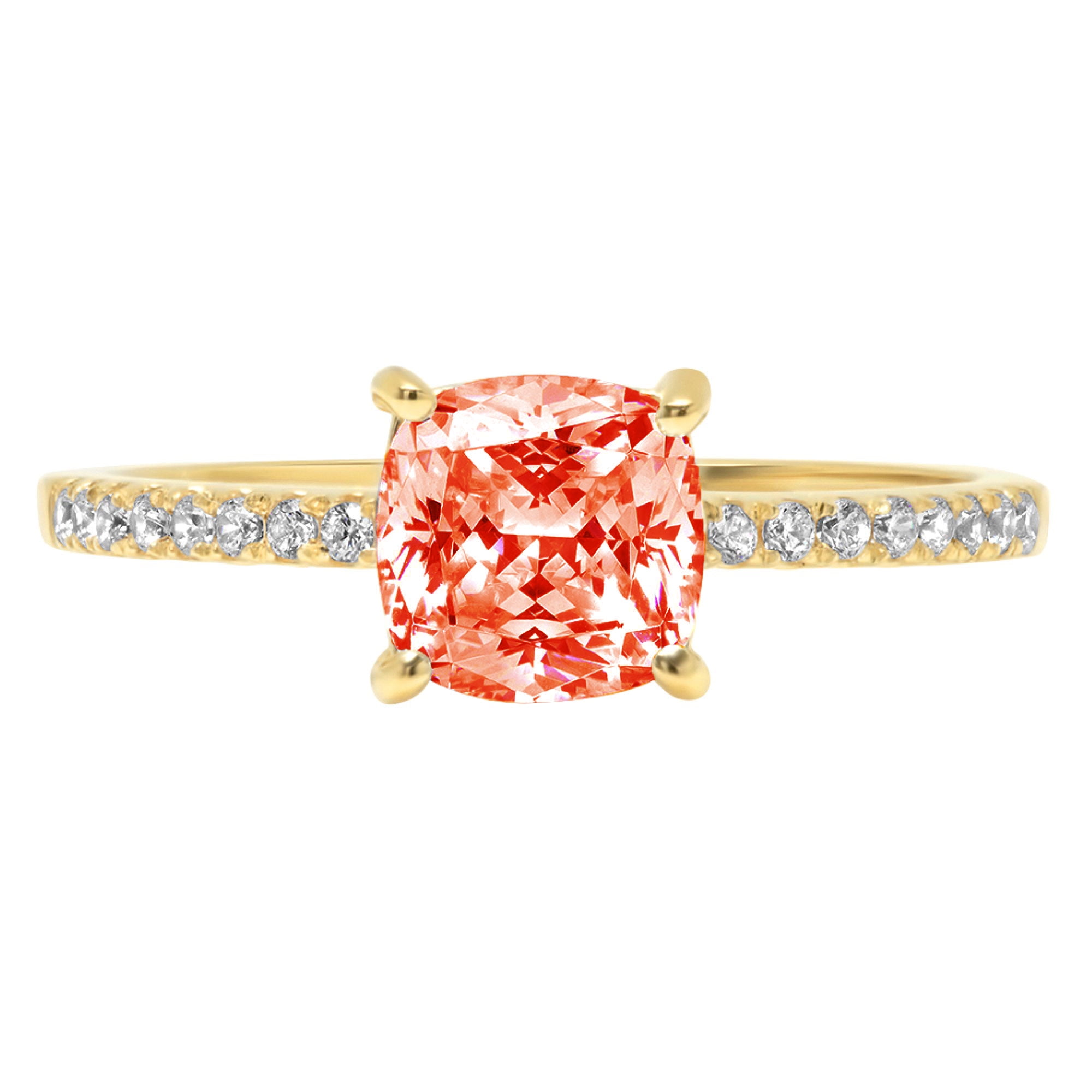 2.7 ct Cushion Cut Simulated Red Diamond Solitaire with Simulated ...