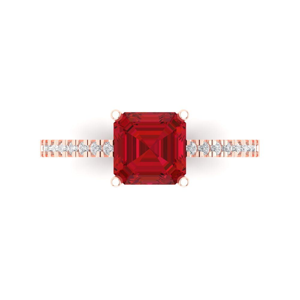 2.7 ct Cushion Cut Simulated Ruby Solitaire with Simulated Diamond ...