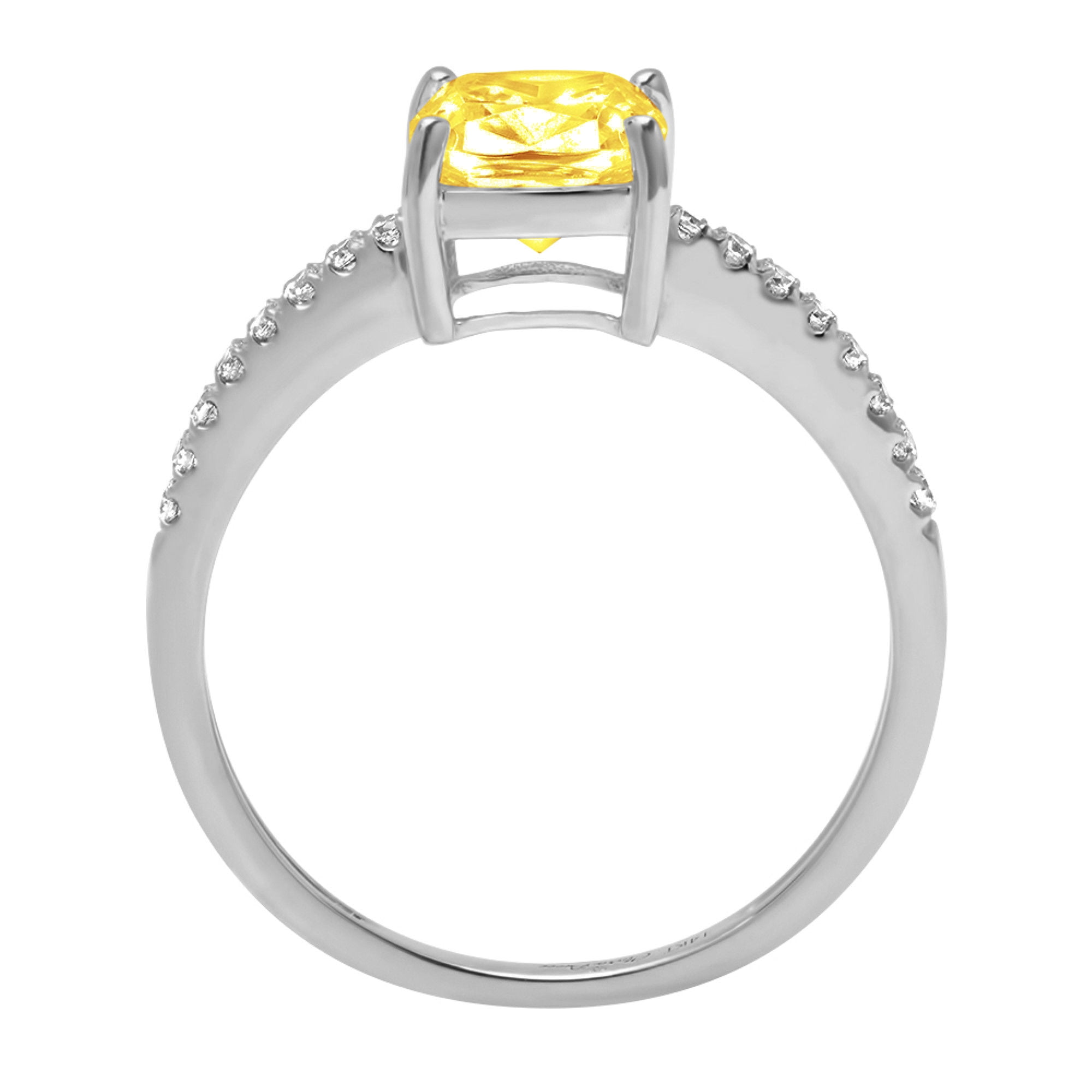 2.7 ct Cushion Cut Simulated Yellow Diamond Solitaire with Accents ...