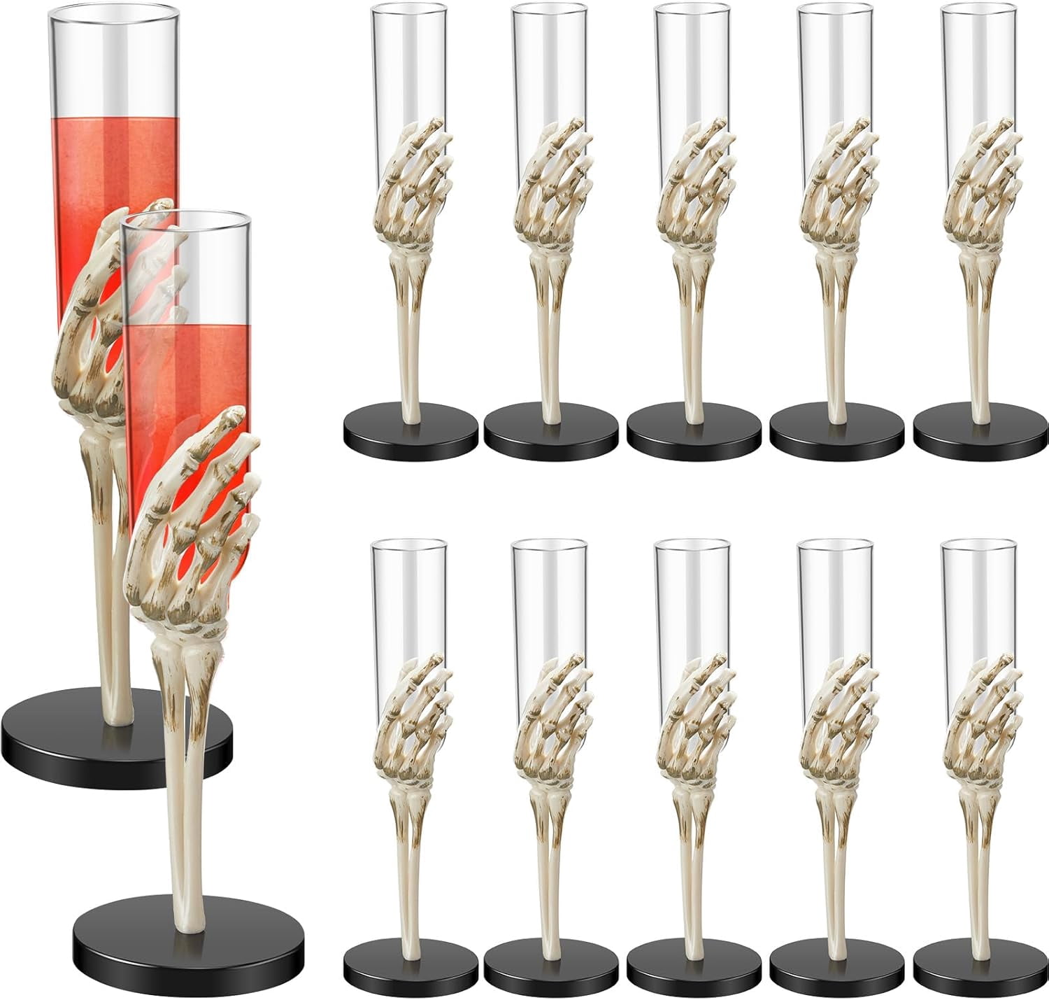 2.7 oz Goblets with Spooky Skeleton Hand Plastic Champagne Flutes Cups ...