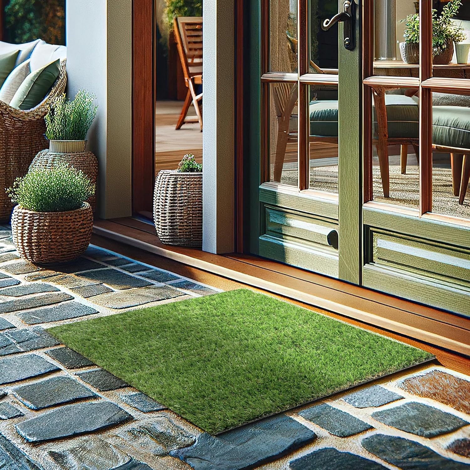 2'7" x 4' Artificial Faux Grass Rug - Realistic Turf with UV Protection ...