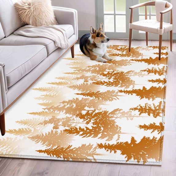 2.7'x5' Area Rugs, Burnt Orange Forest Indoor Outdoor Area Rug for ...