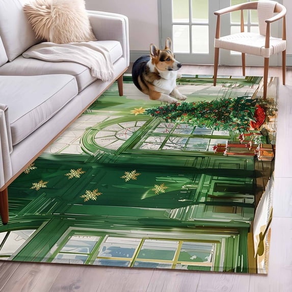 2.7'x5' Area Rugs, Green Christmas Tree Indoor Outdoor Area Rug for ...