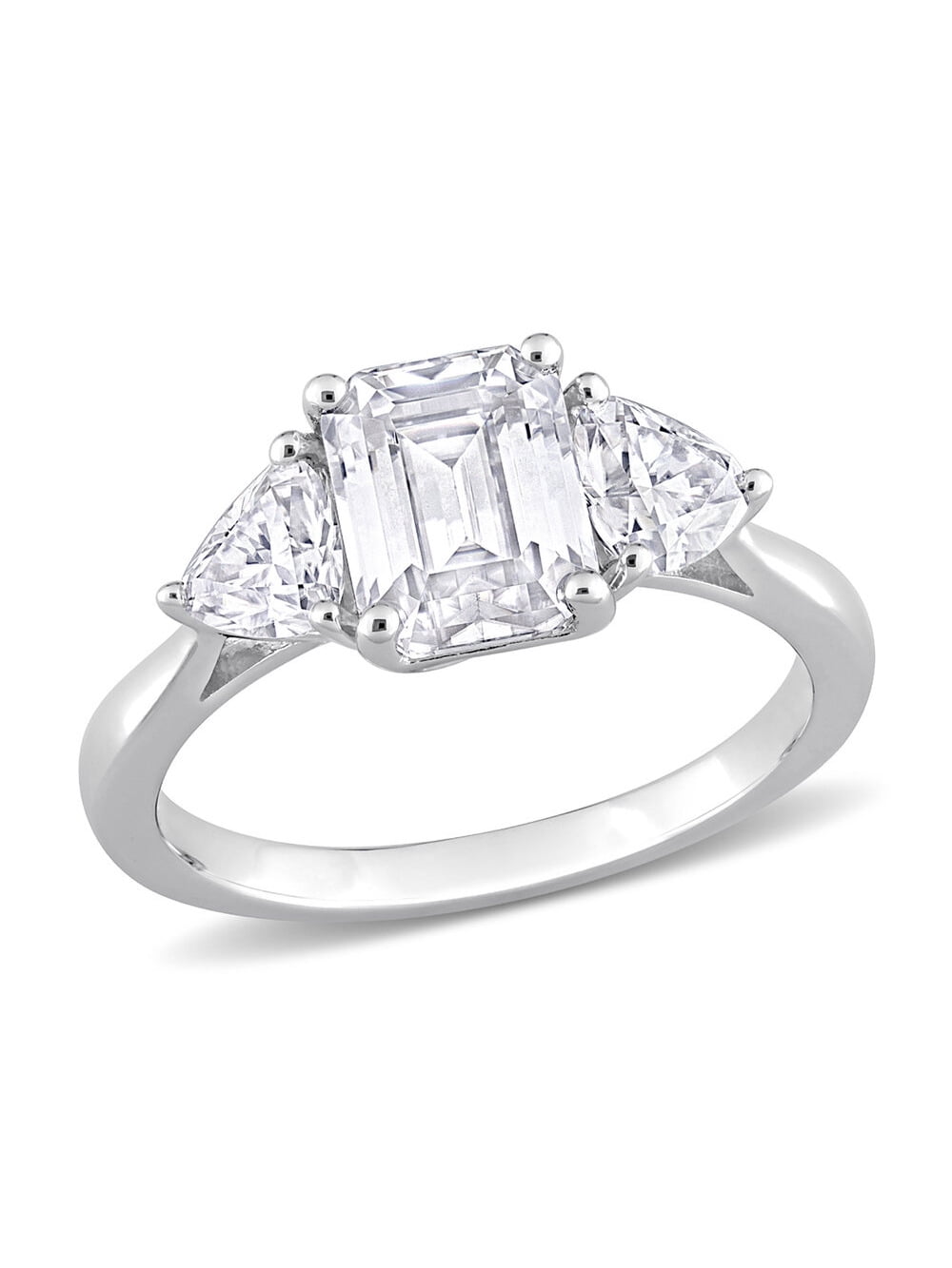 2.70 Carat (Ctw) Lab-Created Octagon Three Stone Moissanite Engagement ...