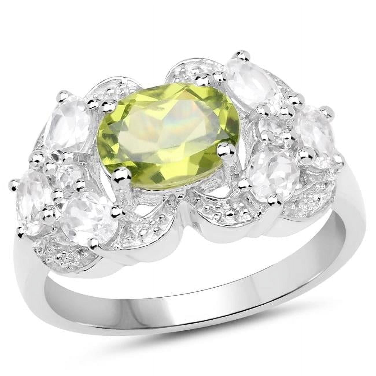 2.70 Carat Genuine Peridot & White Zircon 0.925 Sterling Silver Ring - Walmart.com
