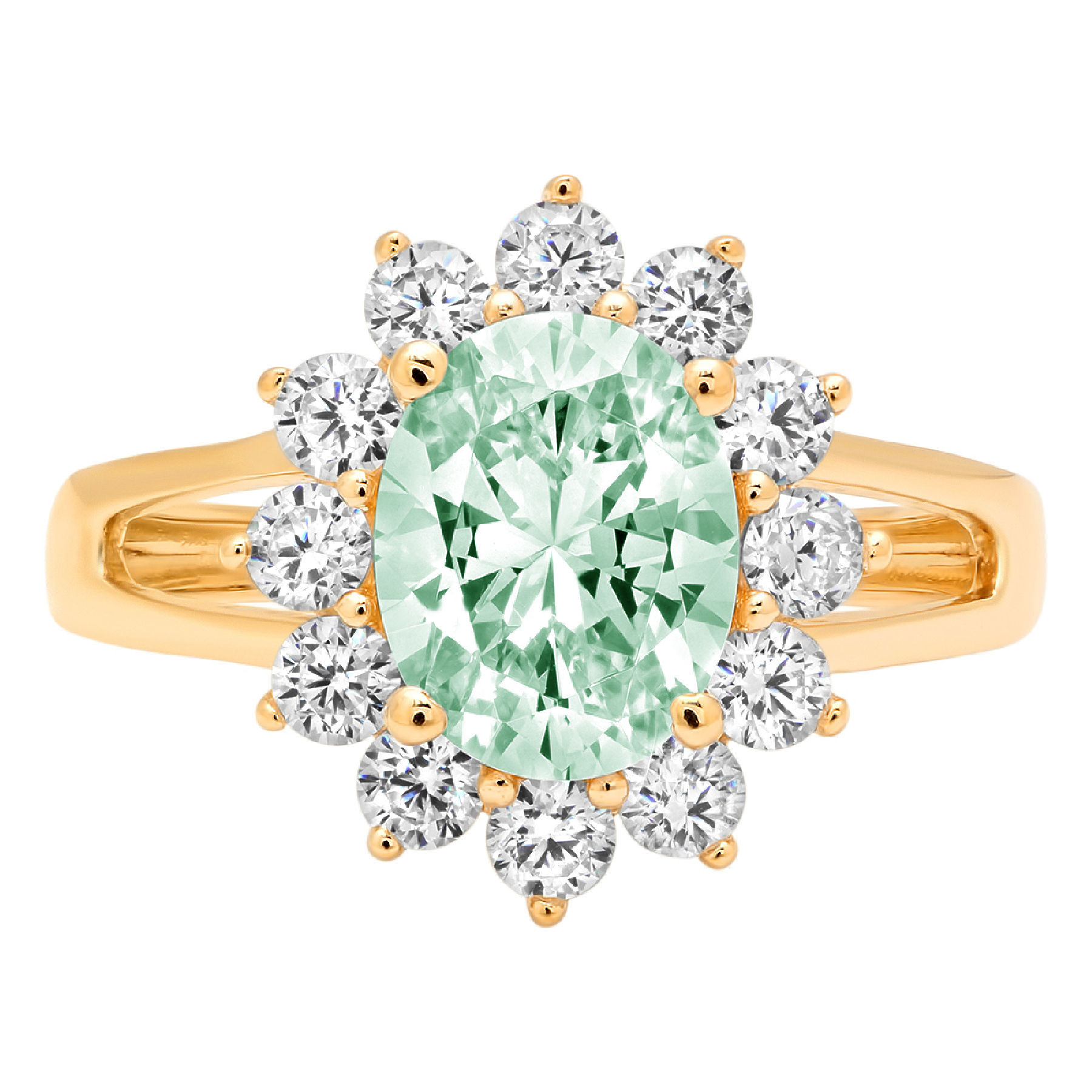 2.72 ct Oval Cut Simulated Green Diamond with Simulated Diamond Halo ...