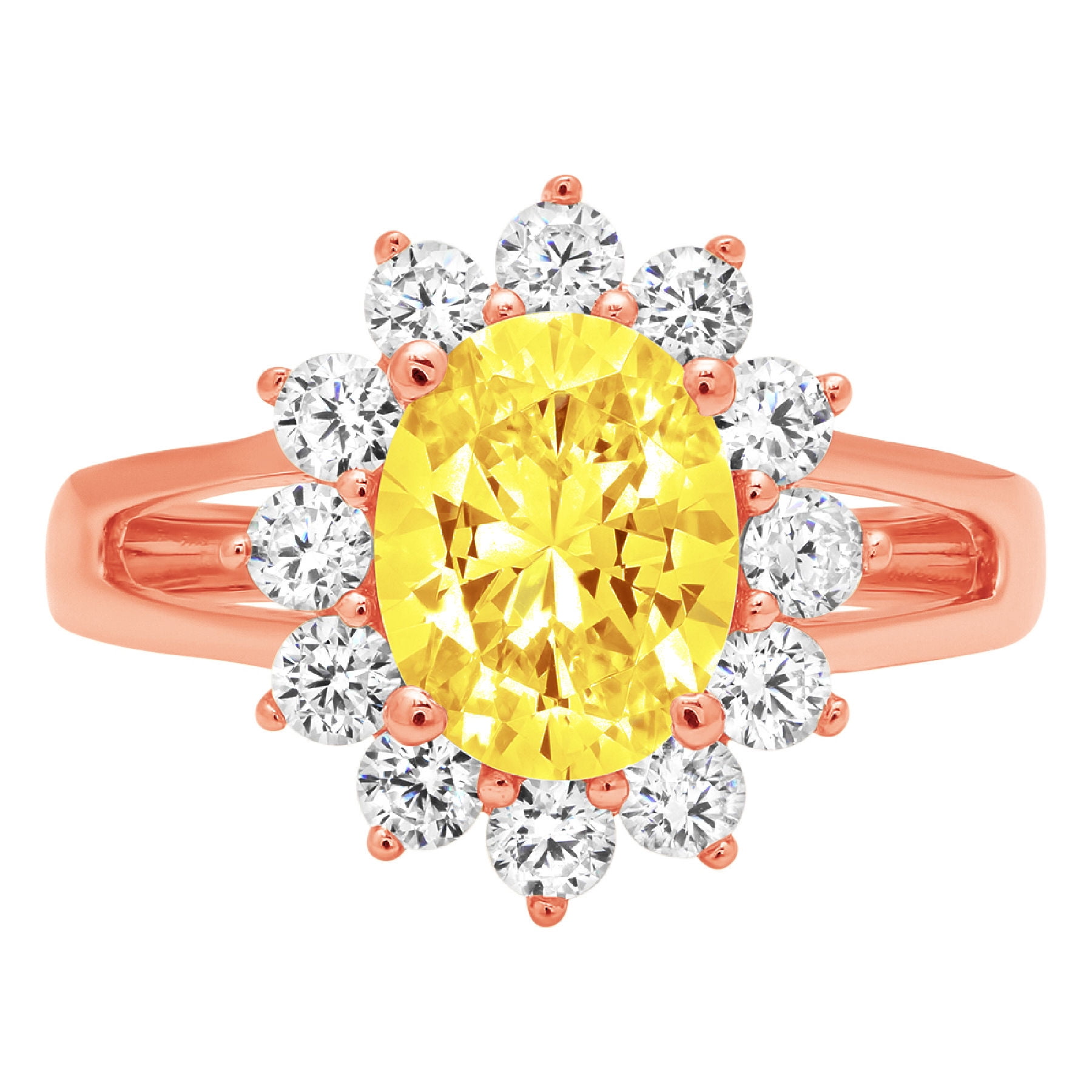 2.72 ct Oval Cut Simulated Yellow Diamond with Simulated Diamond Halo ...