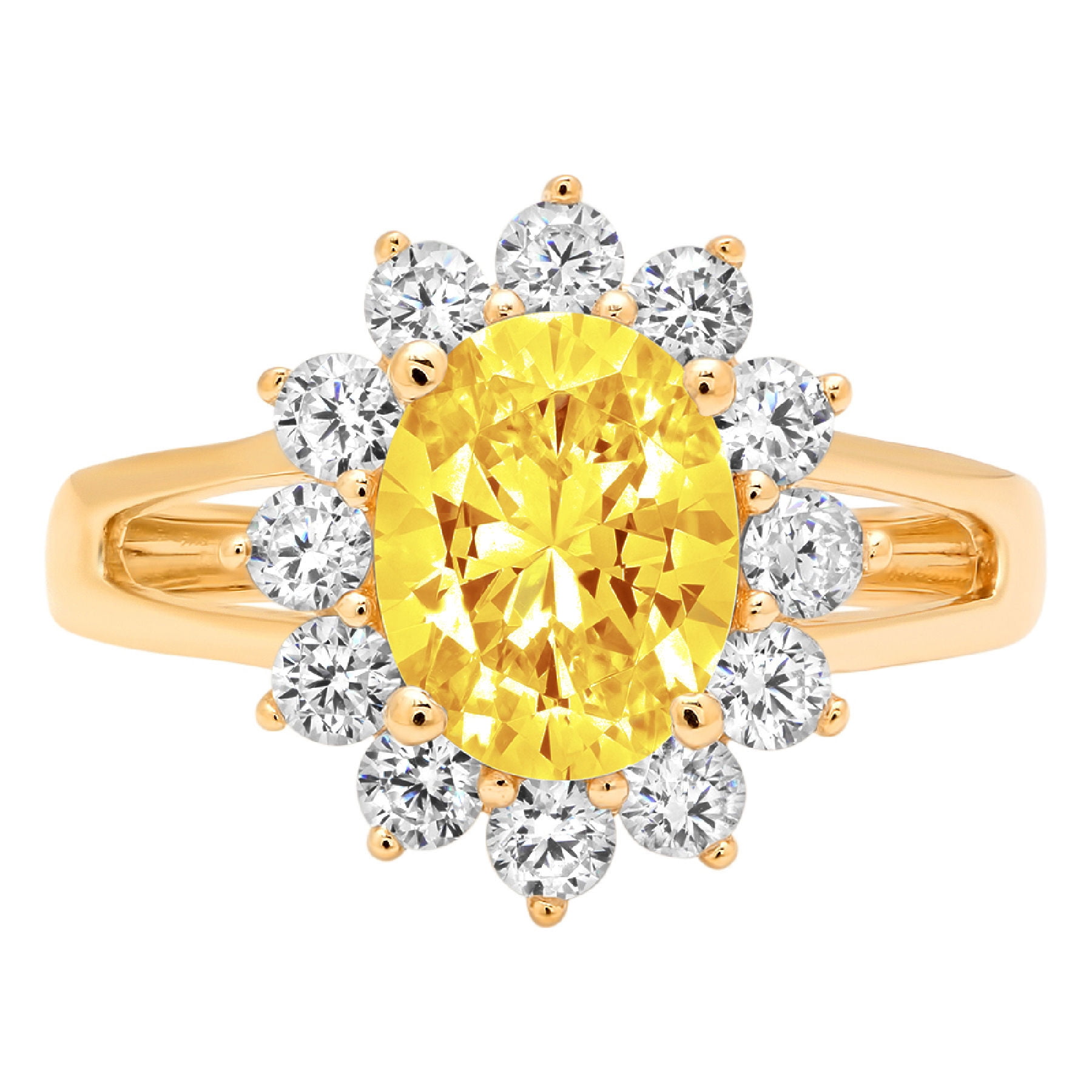 2.72 ct Oval Cut Simulated Yellow Diamond with Simulated Diamond Halo ...