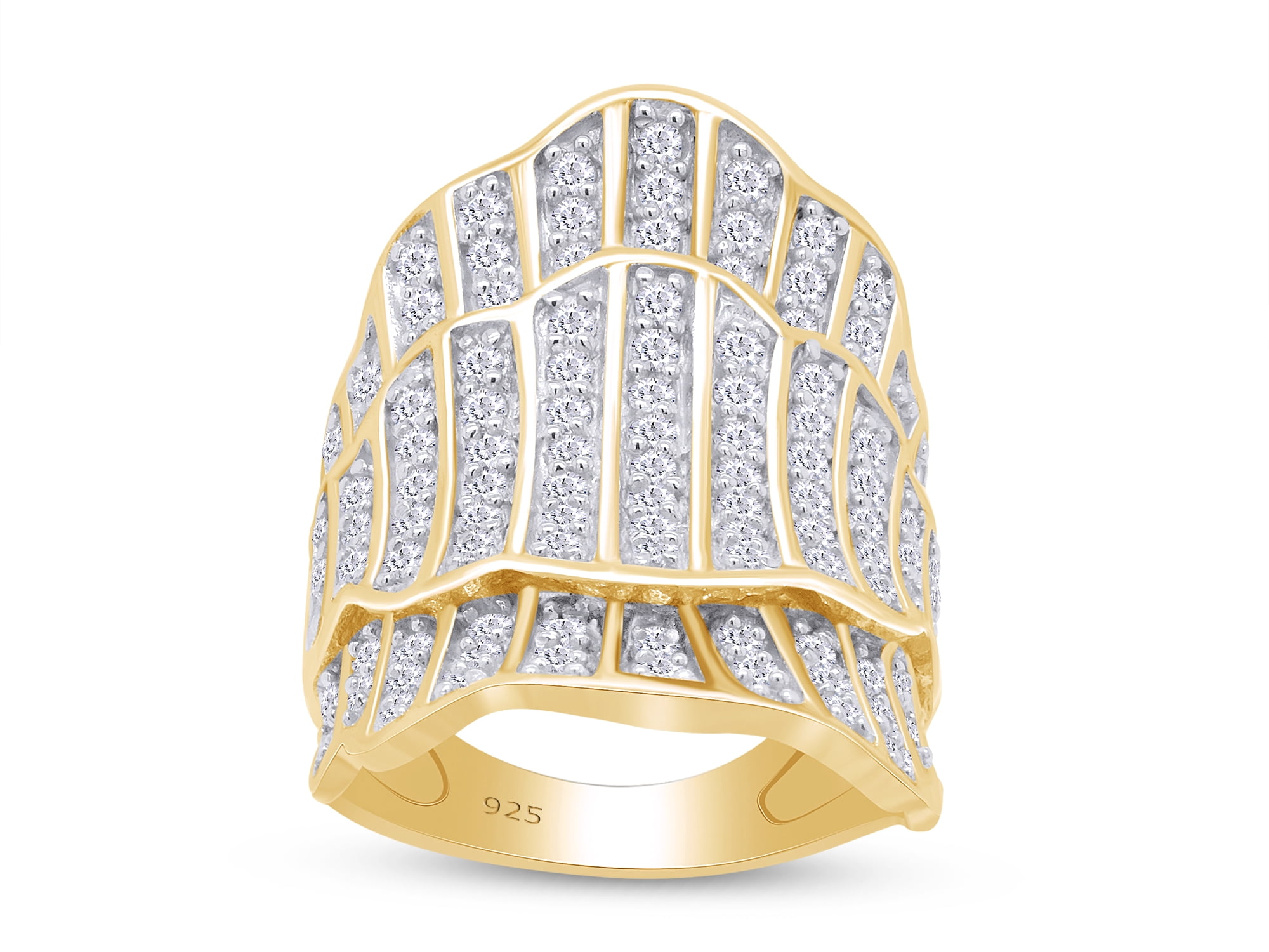 2.75 CT Round Cut White Simulated Diamond Dome Cluster Band Ring In 14K ...