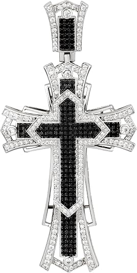 2.75 Carat round Shape Black & White Simulated Diamond 3" Long Cross ...