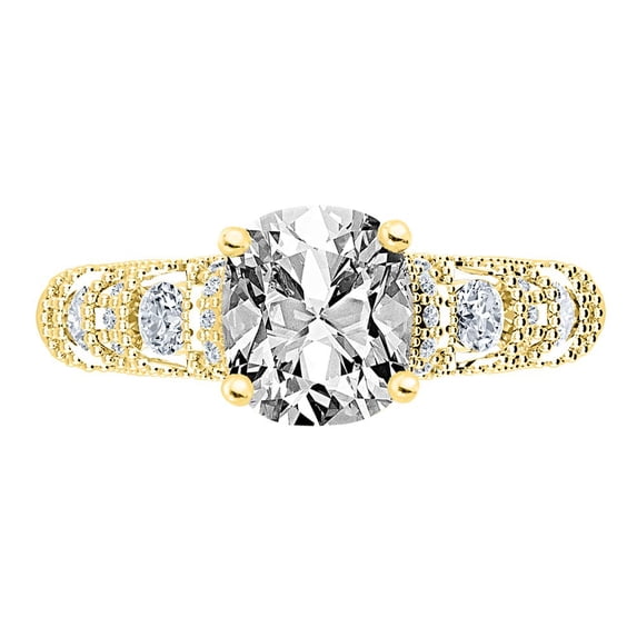 2.75 Ctw 14K Yellow Gold Double Row Halo Big Cushion Halo GIA Certified ...