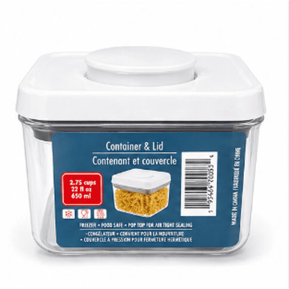 2.75 Cup Food Storage Container with Airtight Lid, 22 oz Clear Plastic ...